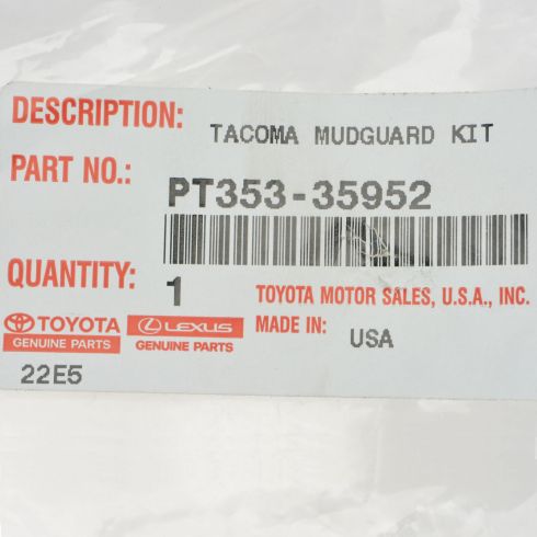 2001-02 Toyota Tacoma Splash Guard 4 Piece Set Toyota OEM PT353-35952